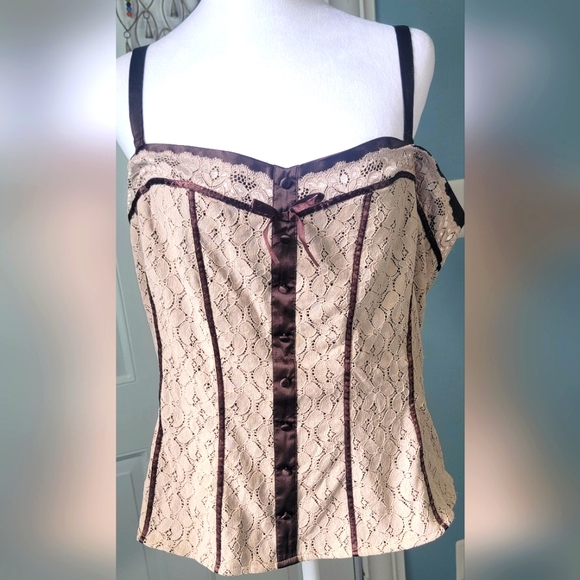Apt. 9 | Tops | Vintage Y2k Corset Style Tank Womens Xl Strechy Brown ...
